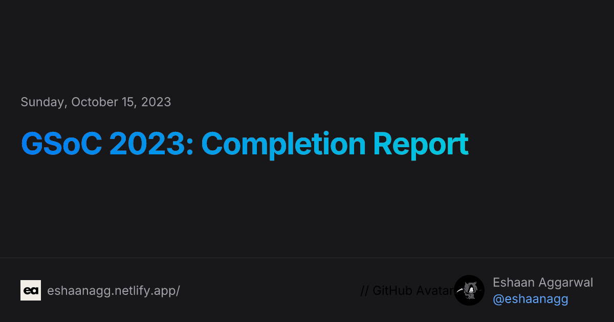 Gsoc 2023 Completion Report